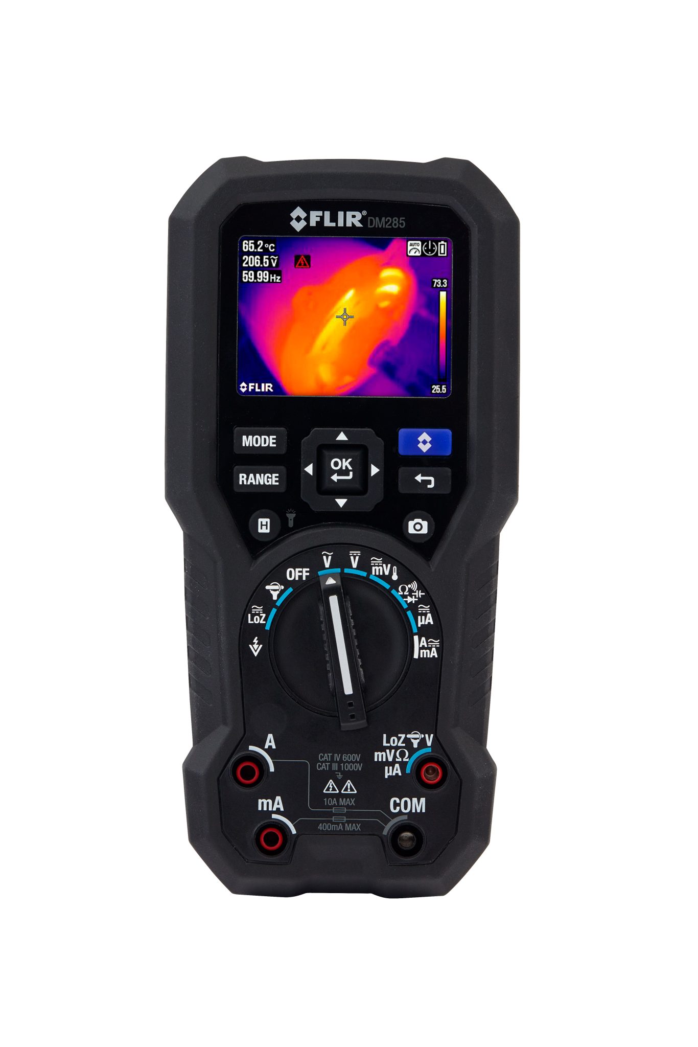 FLIR DM64 HVAC TRMS Digital Multimeter with Temperature, 600V AC/DC ...